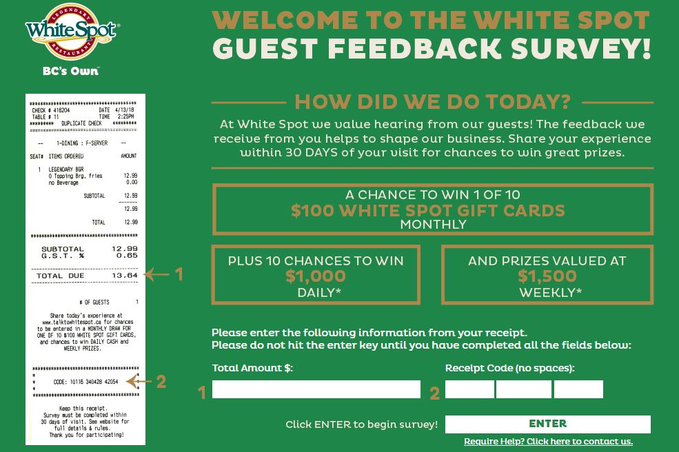 White Spot Survey Win 1000 Or 500 Cash Prize Talk To White Spot White Spot Survey Win 1000 Or 500 Cash Prize Talk To White Spot